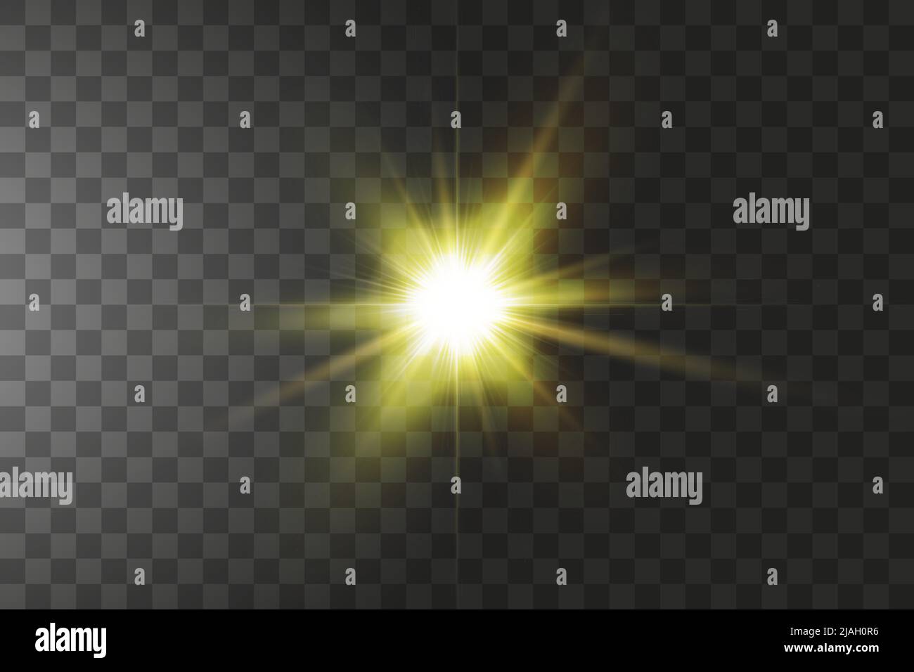 Bright yellow shining sun Isolated on transparent background. Glow ...