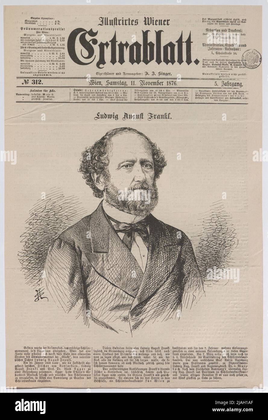 Ludwig August Frankl ("Illustrirted Wiener Extrablatt"). C. Millmann ...
