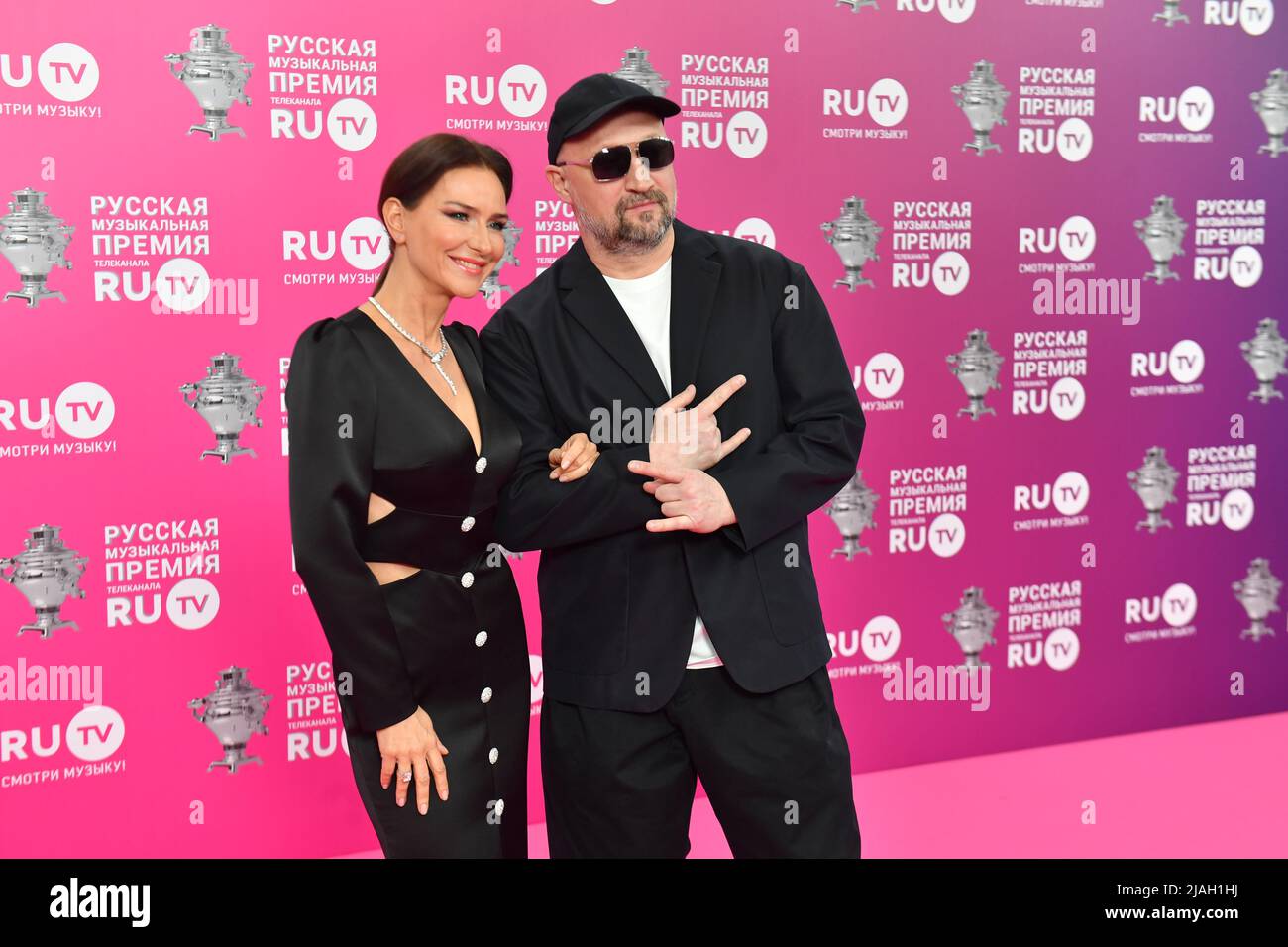 Moscow. The singer Elena Sever and the actor Gosha Kutsenko at a ...