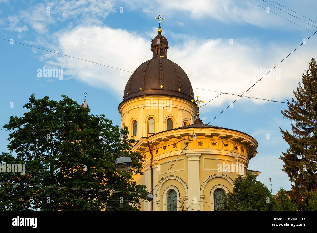 The dome of the Church of the Transfiguration. Architecture of old historic town. Lviv, Ukraine ...