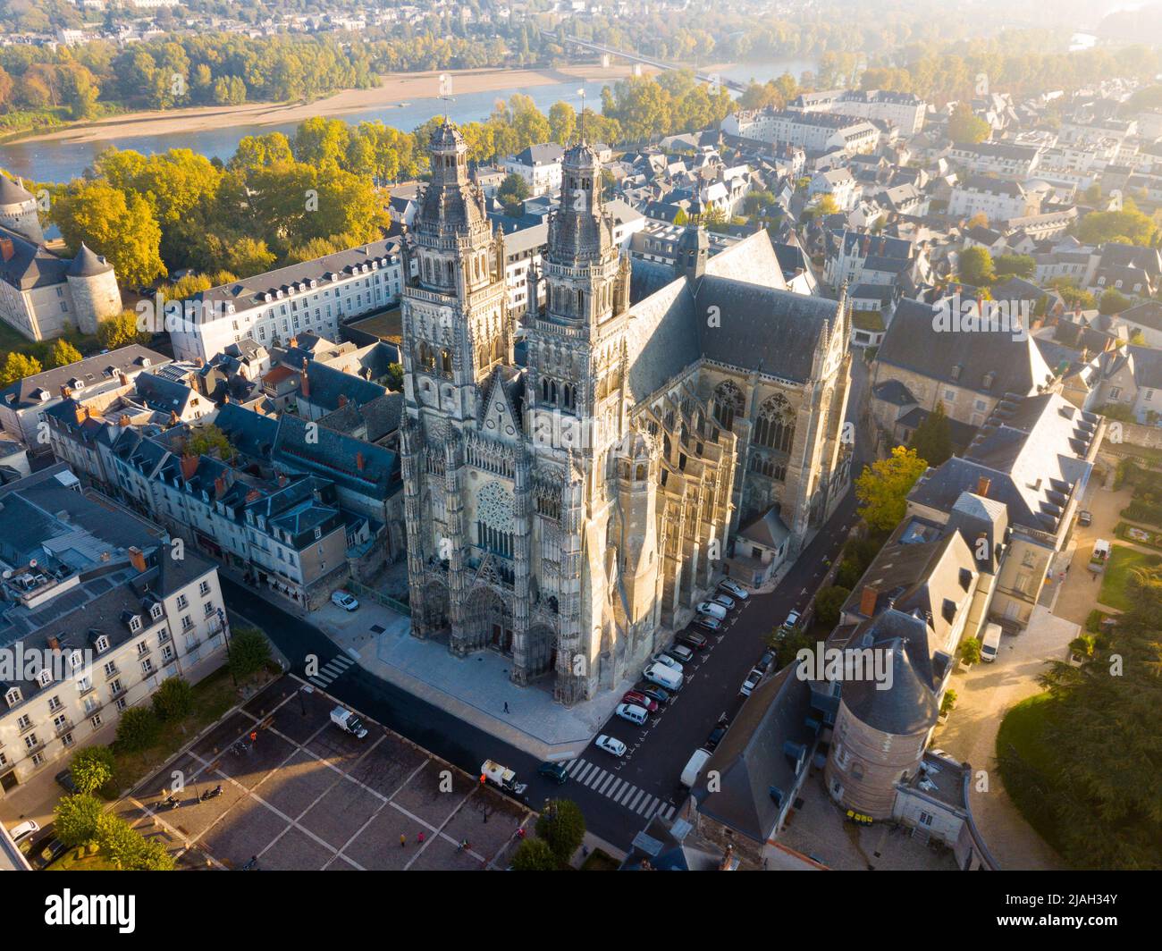 Aerial view on Tours Cathedral Stock Photo - Alamy
