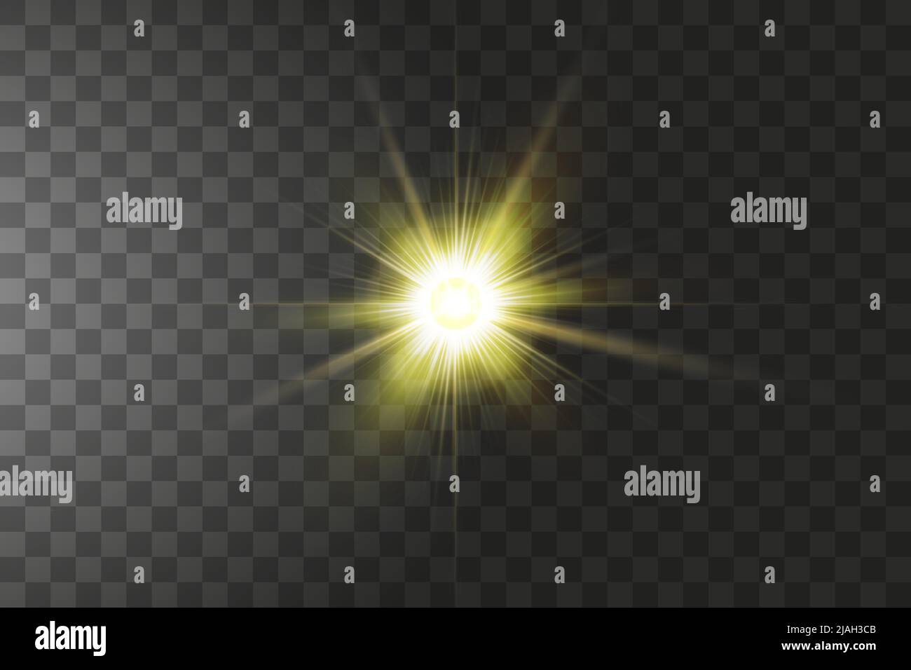 Bright yellow shining sun Isolated on transparent background. Glow ...