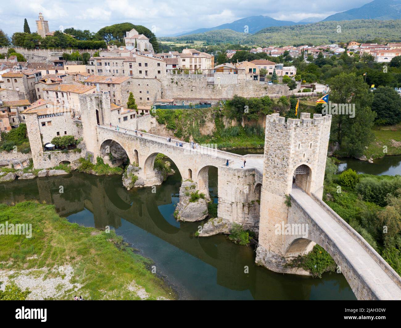 View from drone of Besalu Stock Photo - Alamy