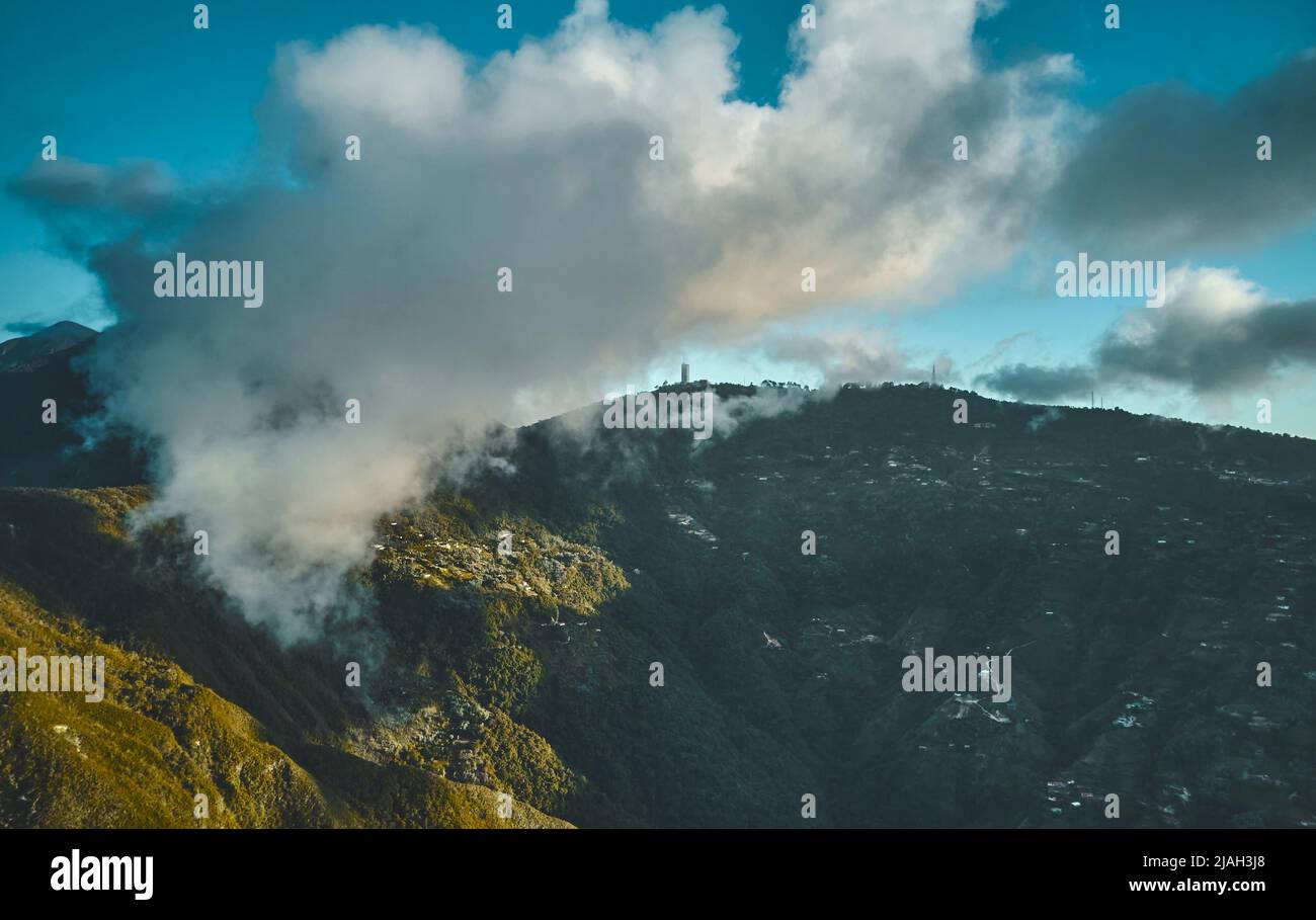 Panoramic view from the top of Avila mountain, Venezuela. Galipan town ...