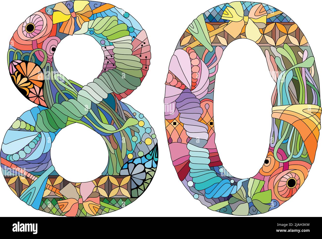 Eighty number Isolated zentangle illustration for decoration Stock ...