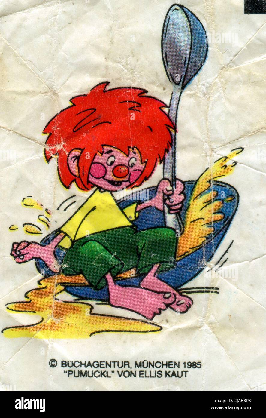 Germany chewing gum insert. Cartoon. 1980s Stock Photo - Alamy