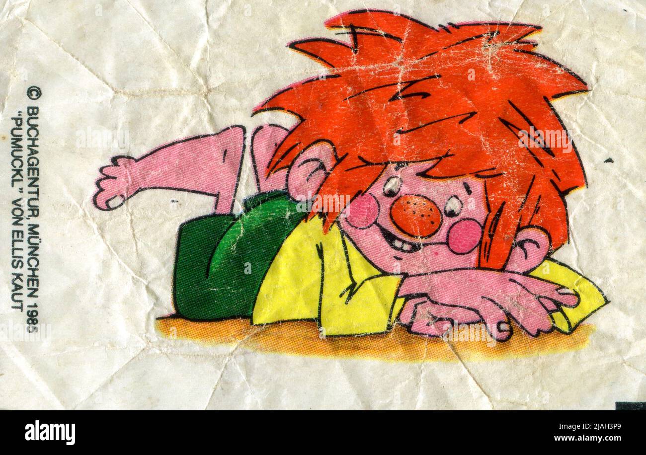 Germany chewing gum insert. Cartoon. 1980s Stock Photo - Alamy