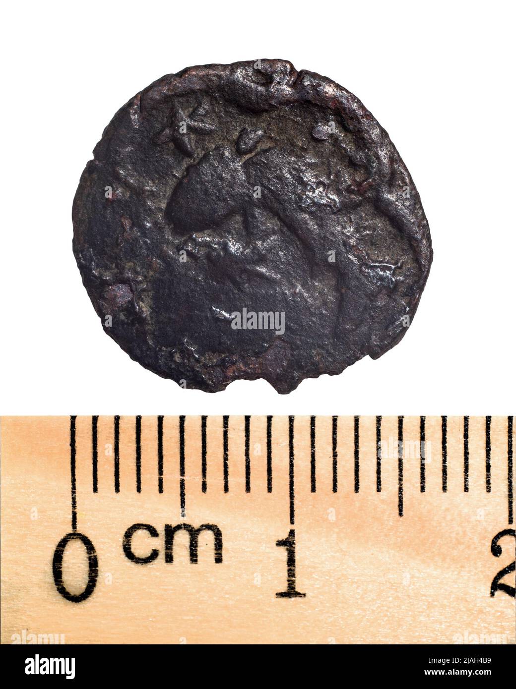 Copper coins of the Golden Horde. Number 4 2. Macro. Isolated on white ...