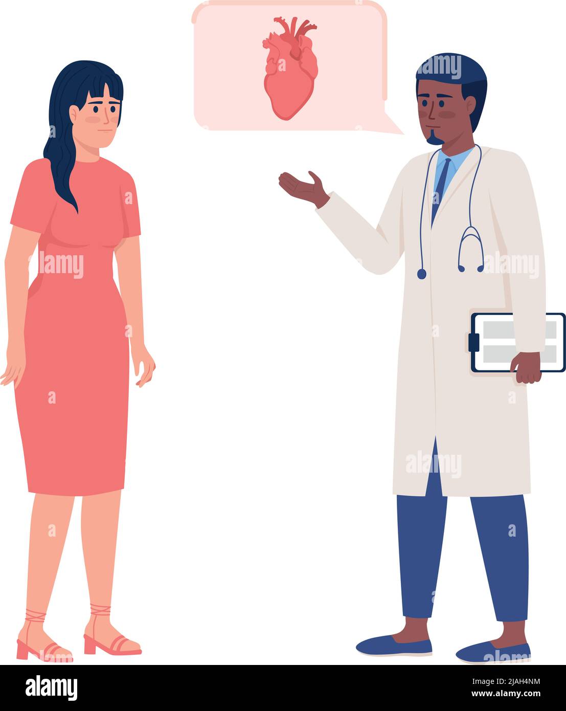 Woman visiting cardiologist semi flat color vector characters Stock ...