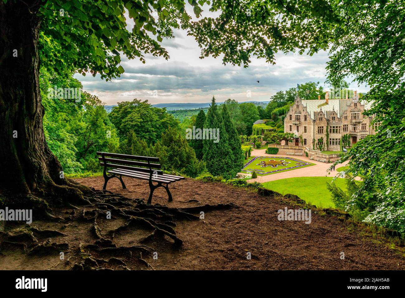 Summer walk in the beautiful Park in Altenstein near Bad Liebenstein ...