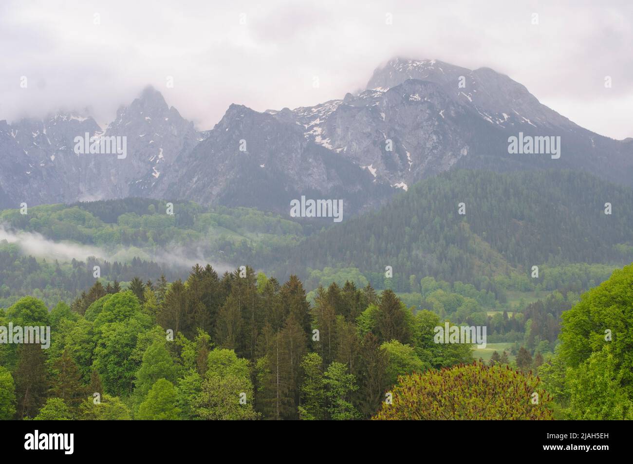 Mountain the Watzmann, cloudy and rainy Stock Photo - Alamy