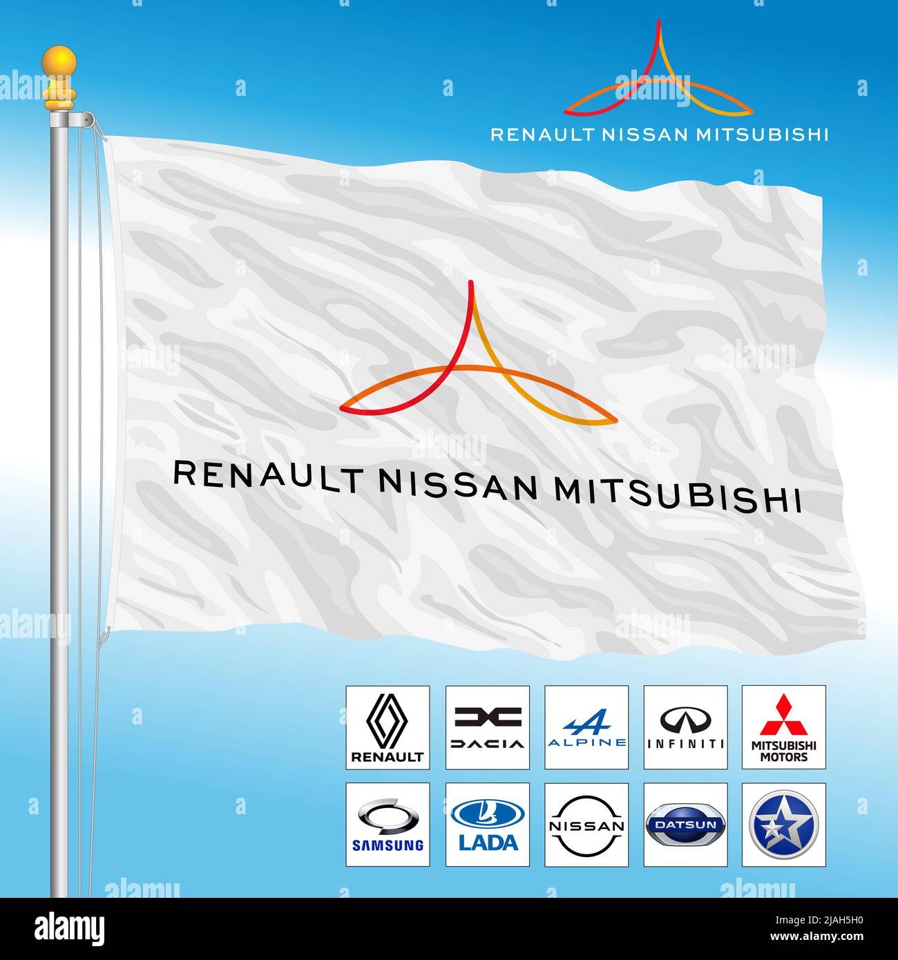 Flag of the Renault Nissan Mitsubishi automotive industrial group and ...