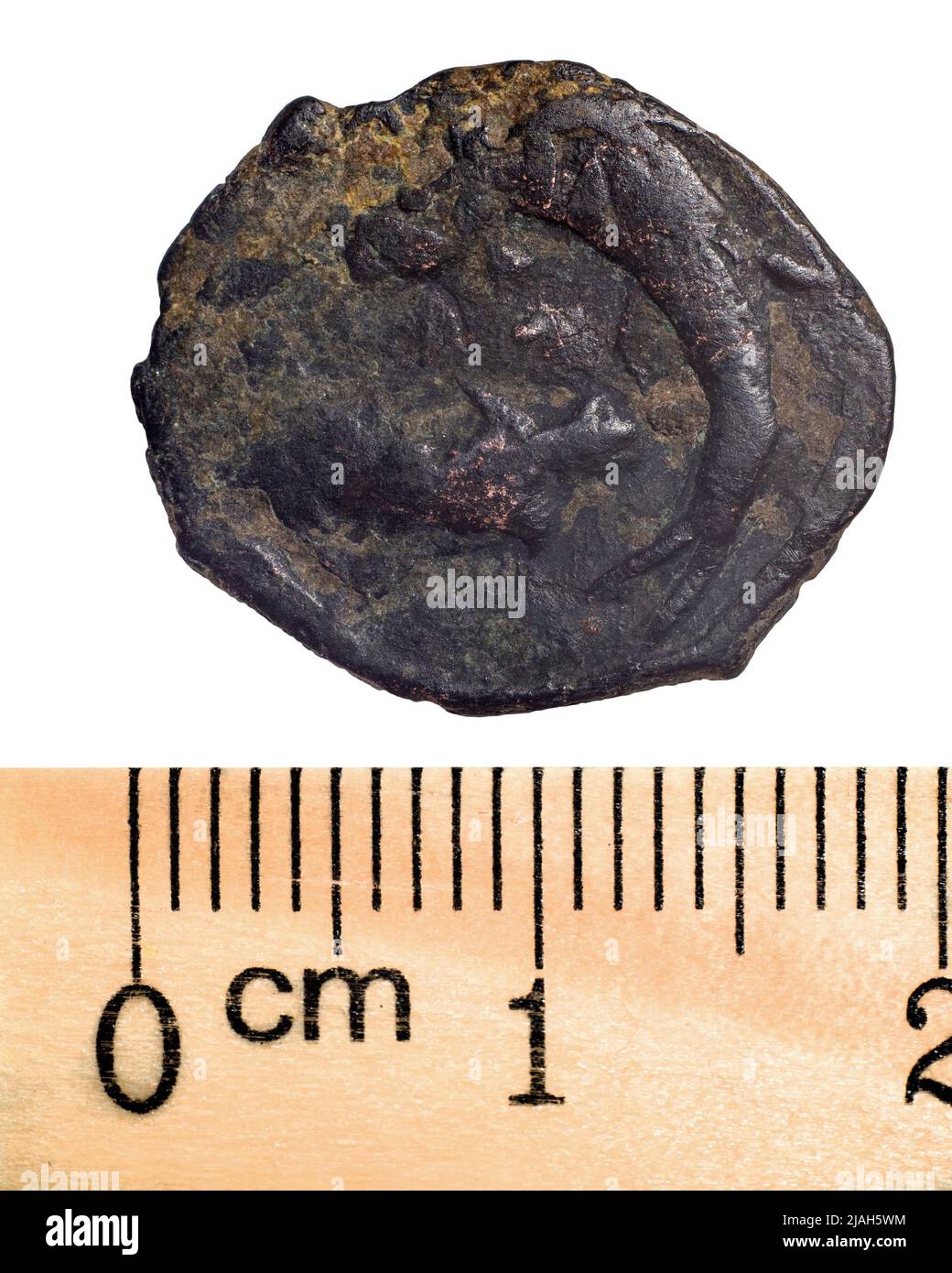 Copper coins of the Golden Horde. Number 7 2. Macro. Isolated on white ...