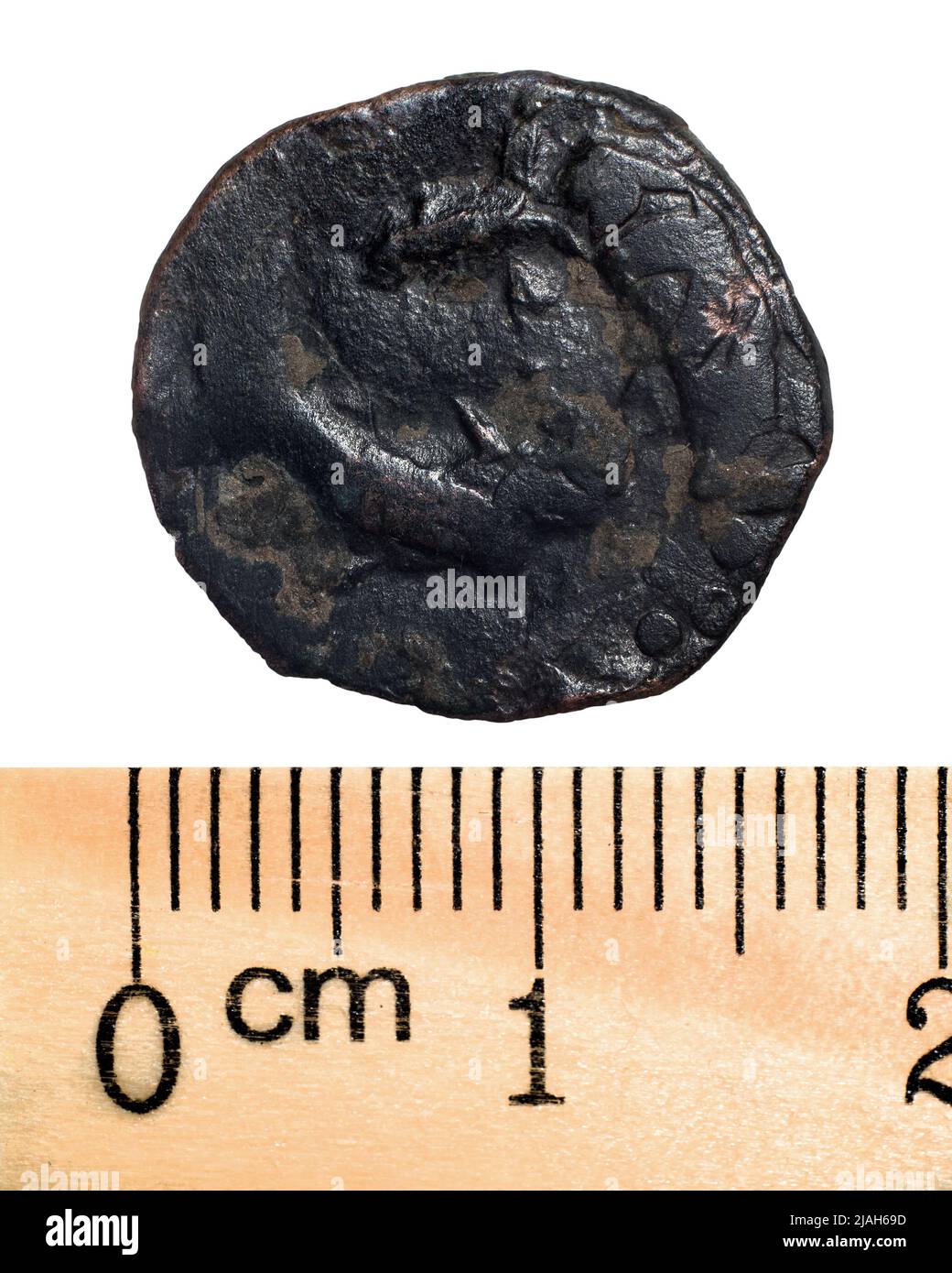 Copper coins of the Golden Horde. Number 8 2. Macro. Isolated on white ...