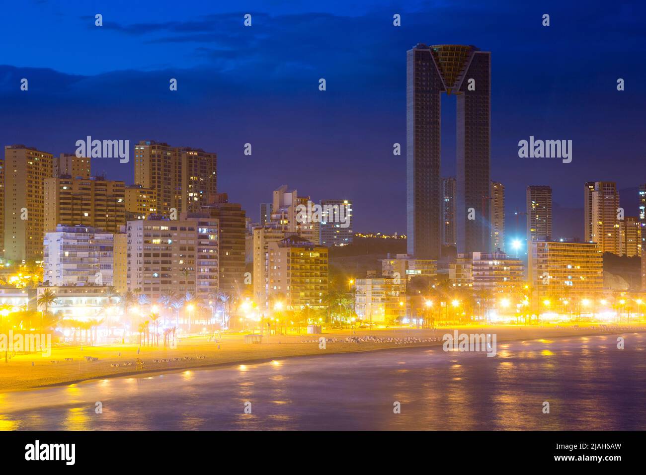 Benidorm beach skyline night hi-res stock photography and images - Alamy