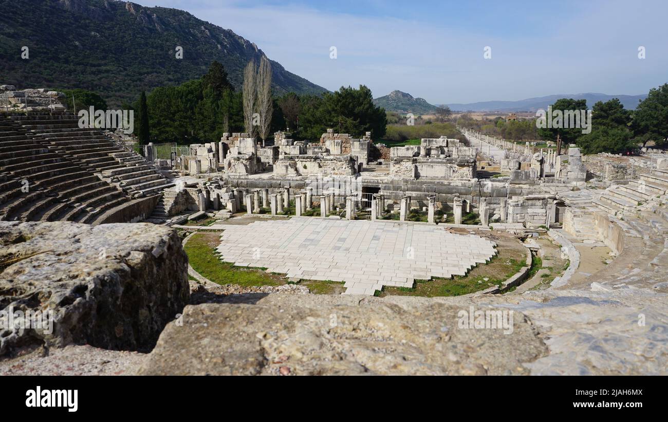 Great Theatre of Ephesus, Izmir, Turkey. Ancient Ephesus contains the ...