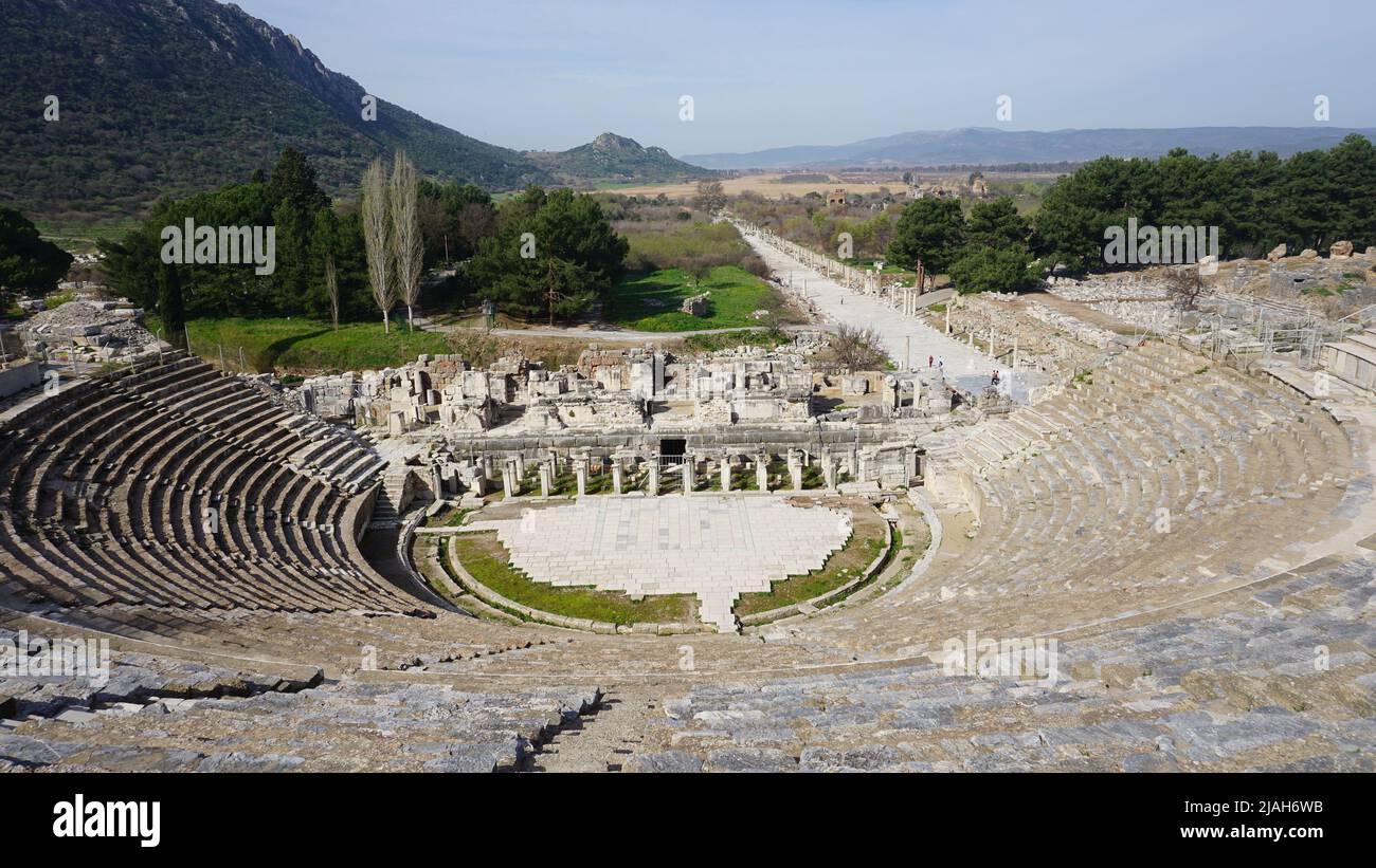 Great Theatre of Ephesus, Izmir, Turkey. Ancient Ephesus contains the ...