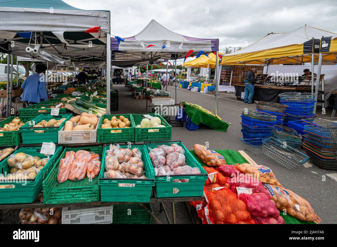 Cranleigh Outdoor Market held weekly in the Surrey village, England, UK ...