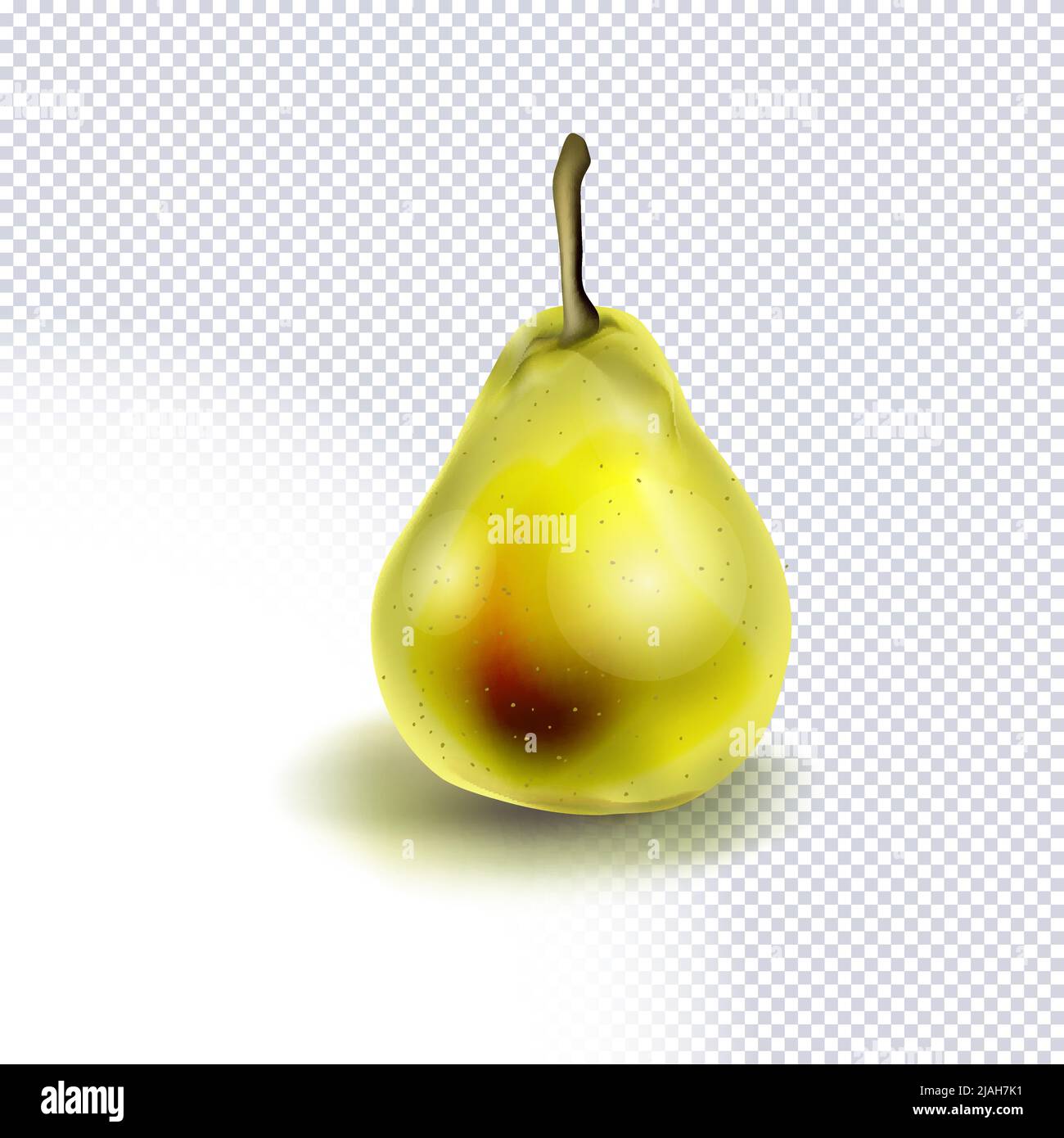 Realistic green pear on transparent. Fresh sweet juicy fruit for ...