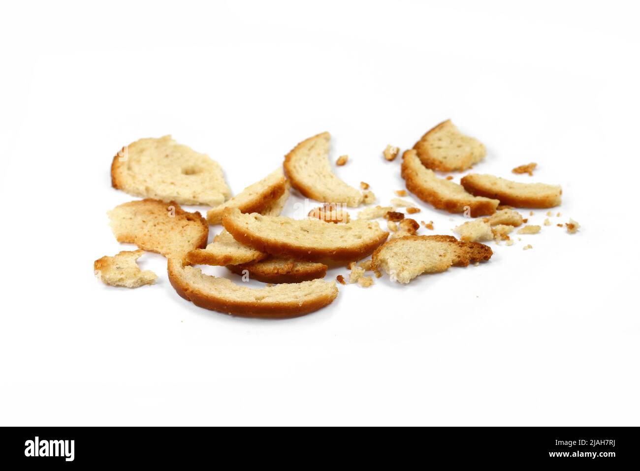 Bread crumbs, wholemeal bread isolated on a white background. leftover ...
