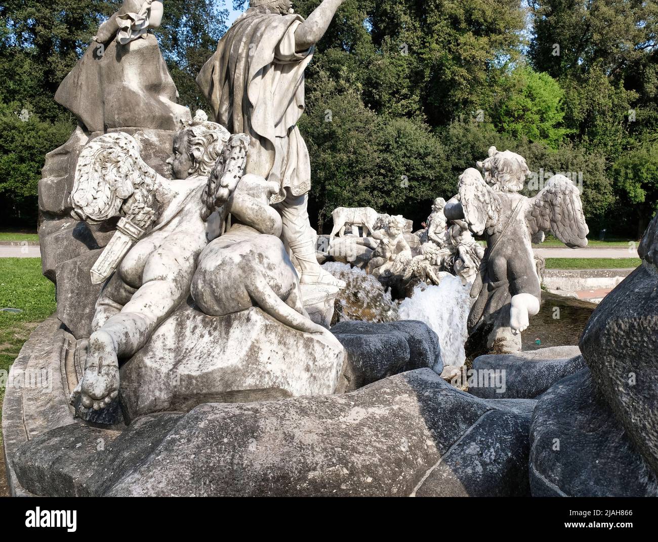 The beautiful fountain of Venus and Adonis in the park of the Royal ...