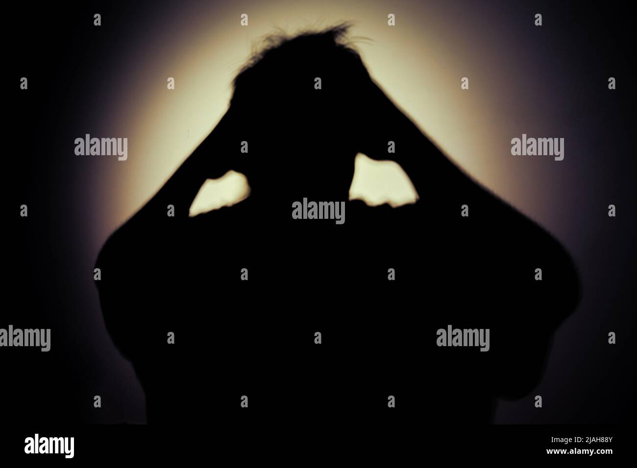 Tired sick man silhouette hi-res stock photography and images - Alamy