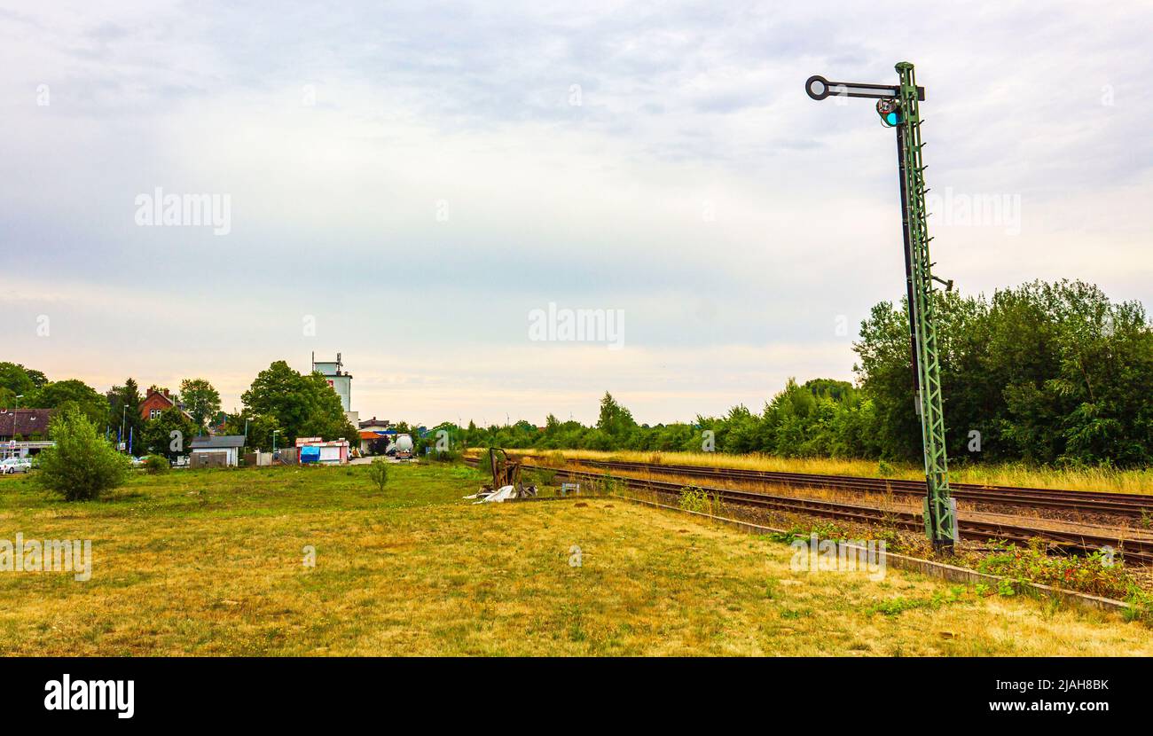 Green and peaceful farming landscapes train station building and ...