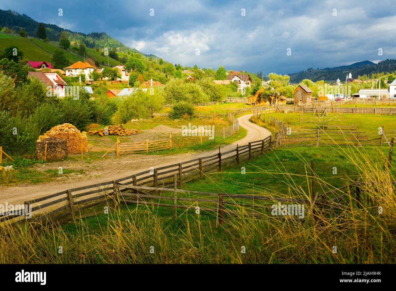 View of village Sadova, Romania Stock Photo - Alamy