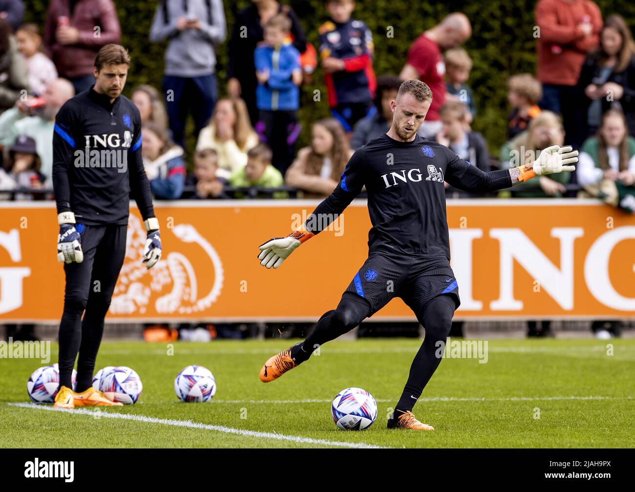 ZEIST - Tim Krul and Mark Fleks during a training session of the Dutch ...