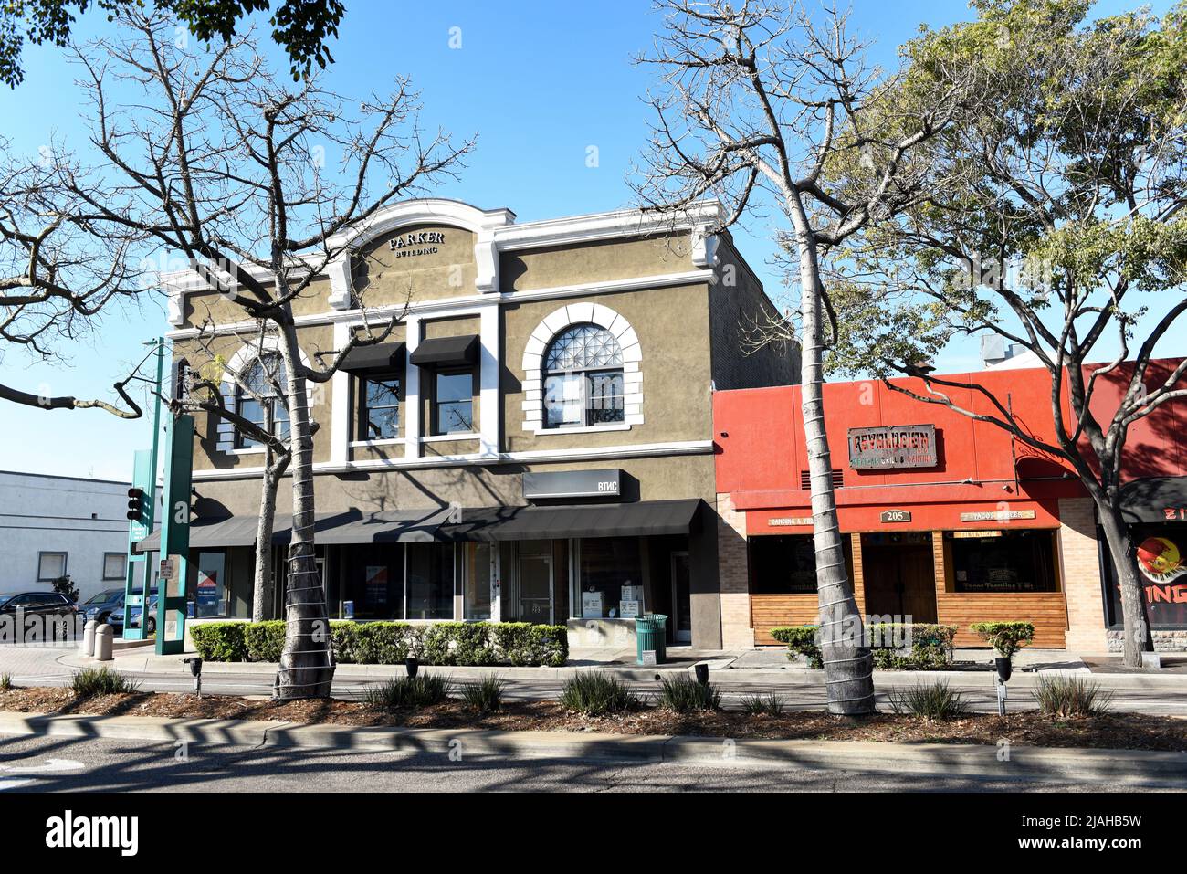 FULLERTON, CALIFORNIA - 24 JAN 2020: The Parker Building in historic ...