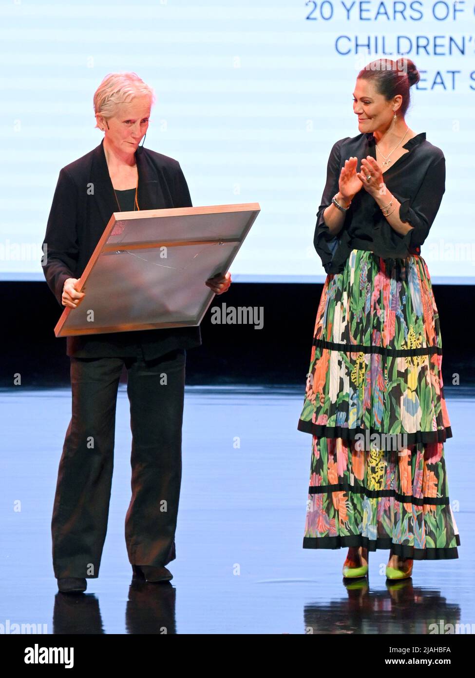 Crown Princess Victoria and Eva Lindstrom, the 2022 laureate of the ...