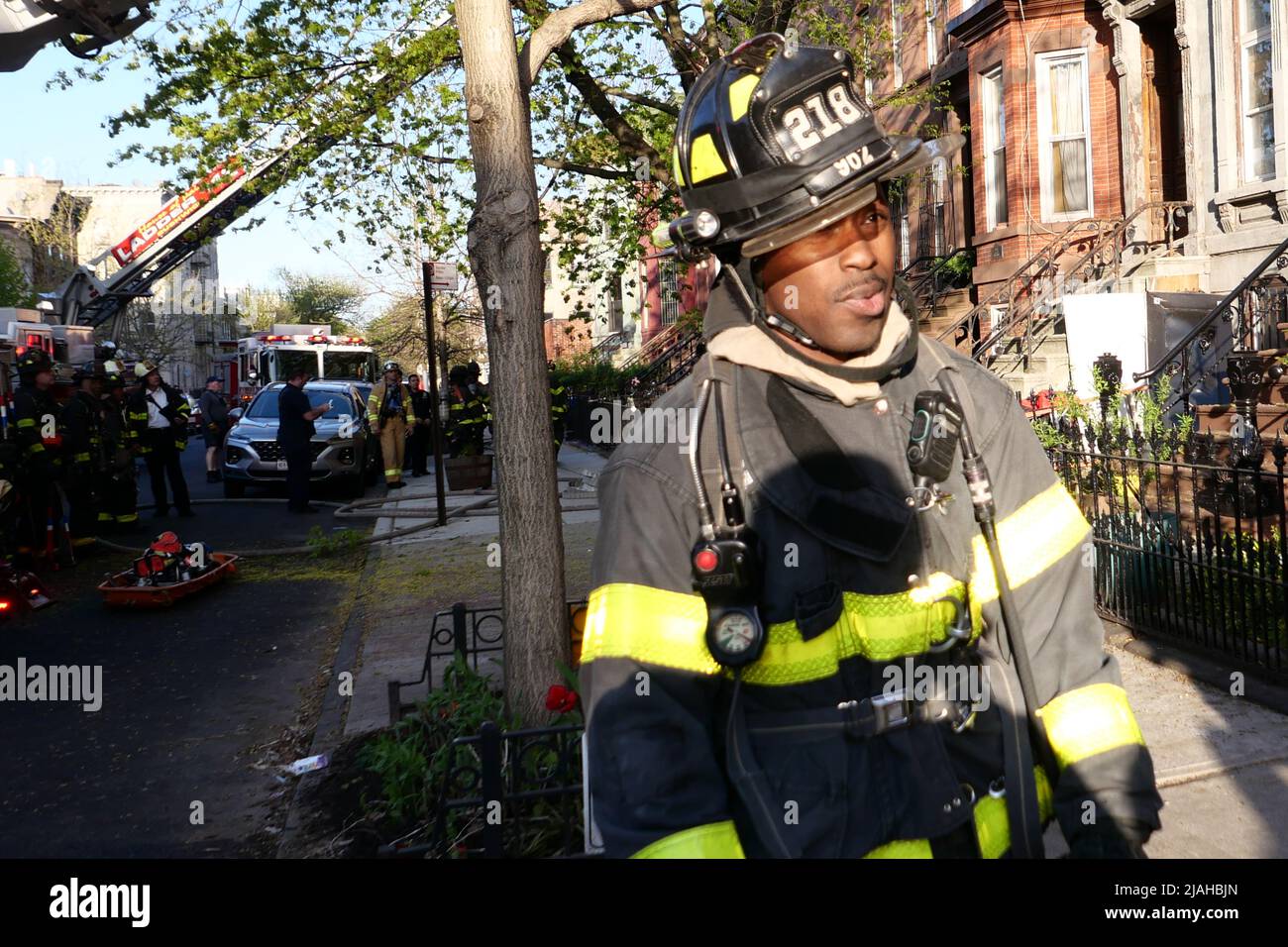 Fighting a House Fire in Brooklyn Stock Photo - Alamy