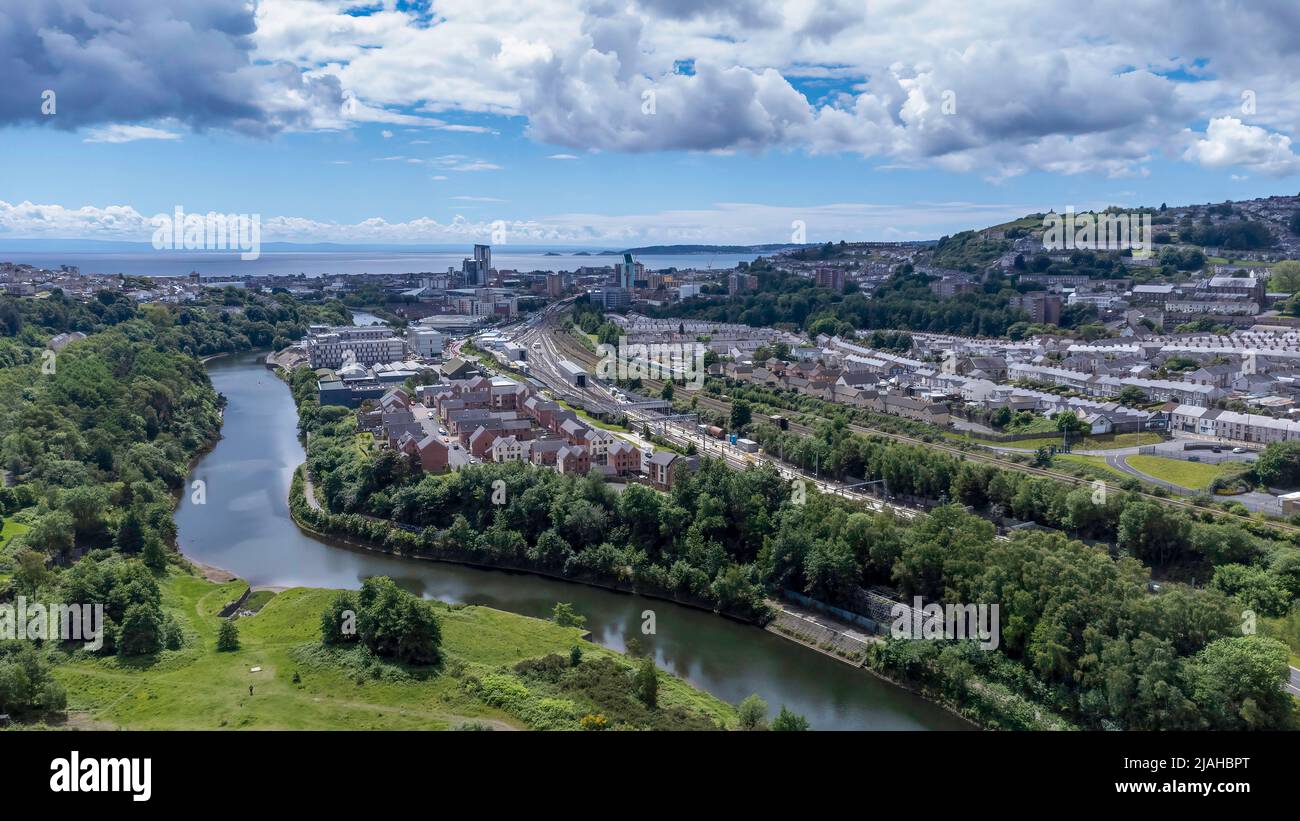 Editorial Swansea, UK - May 24, 2022: Aerial view of Swansea City ...
