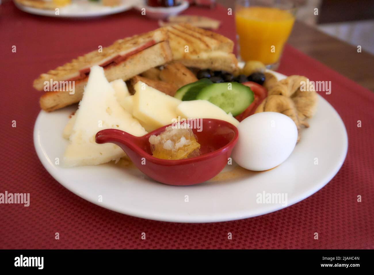 Turkish breakfast with fresh orange juice Stock Photo - Alamy