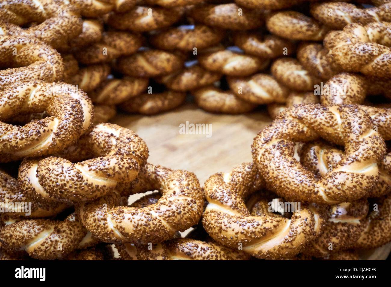 Turkish bagel, Turkish simit in near plan Stock Photo - Alamy
