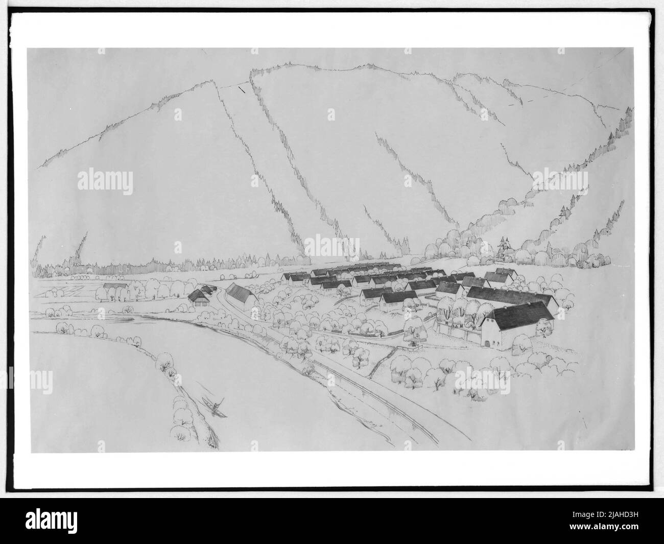 Drawing of the settlement Black and White Stock Photos & Images - Alamy