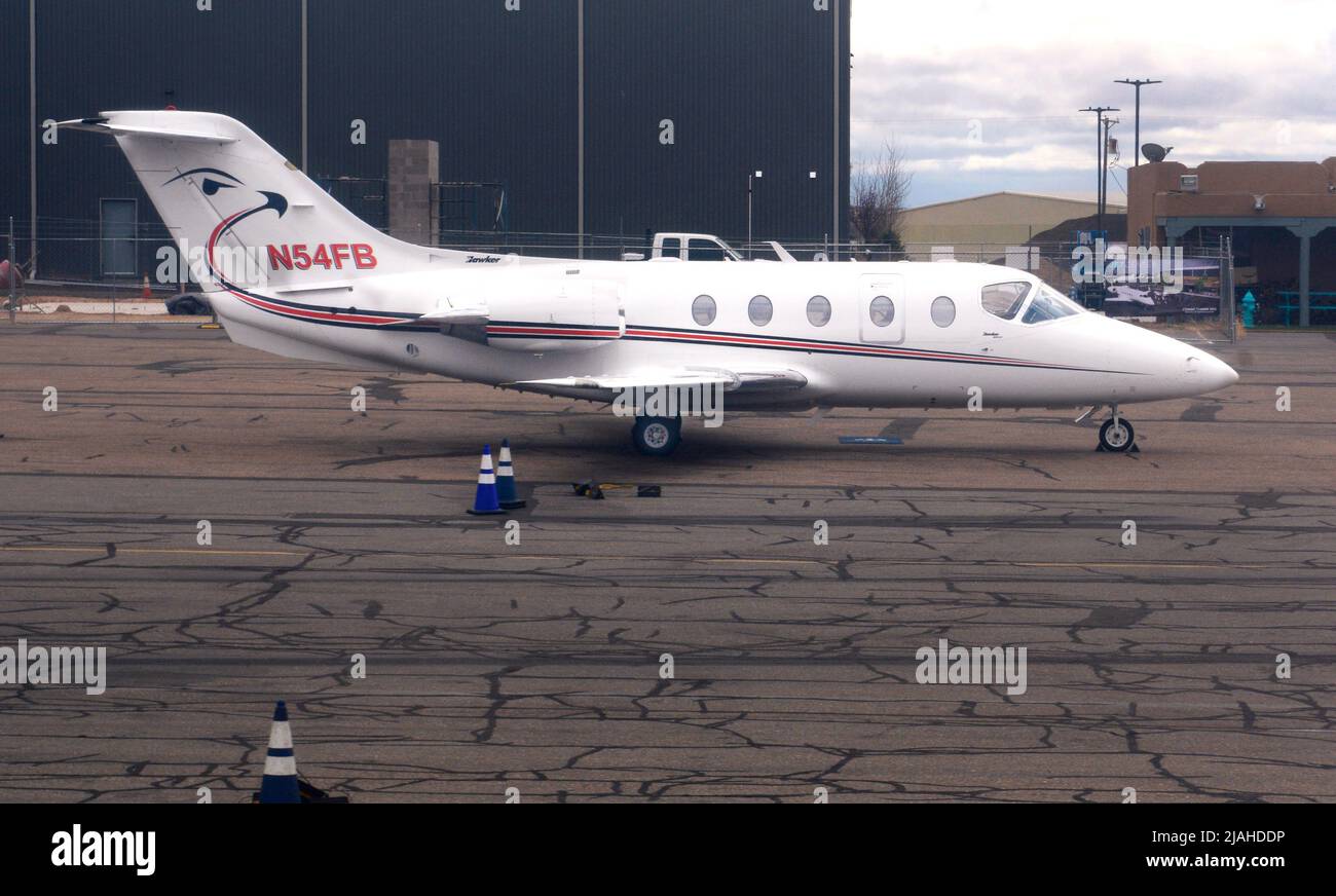 A Hawker Beechcraft private jet aircraft parked at Santa Fe Municipal ...