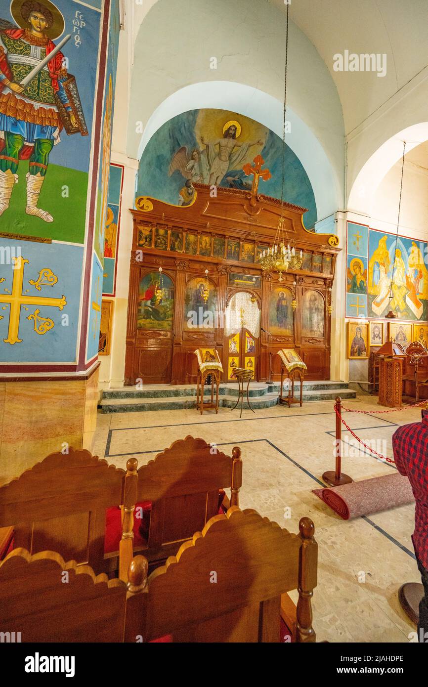 Interior of the Greek Orthodox Basilica of Saint George Madaba. Home of ...