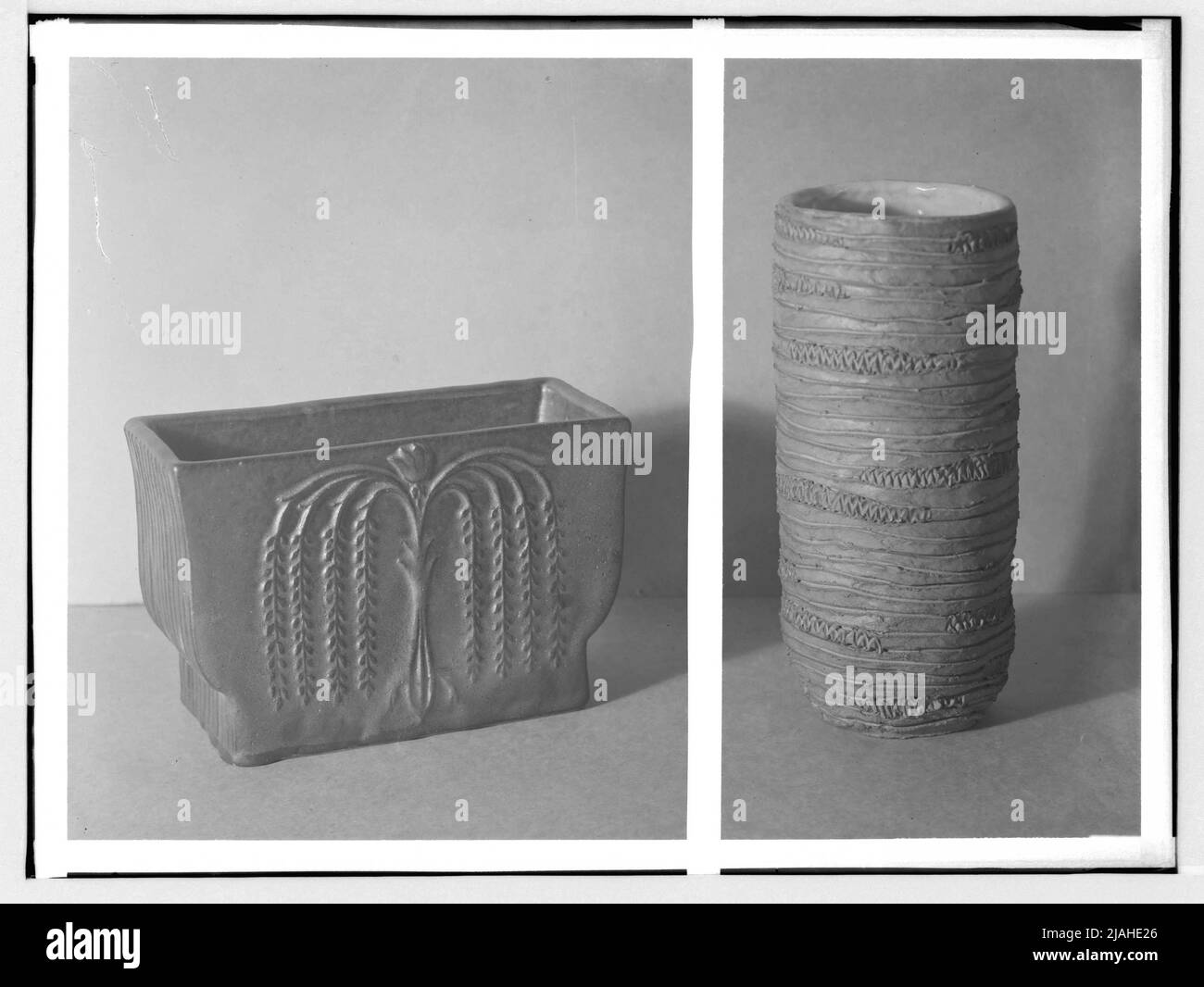 Low rectangular vase and cylindrical vase with Ritzdekor Stock Photo ...