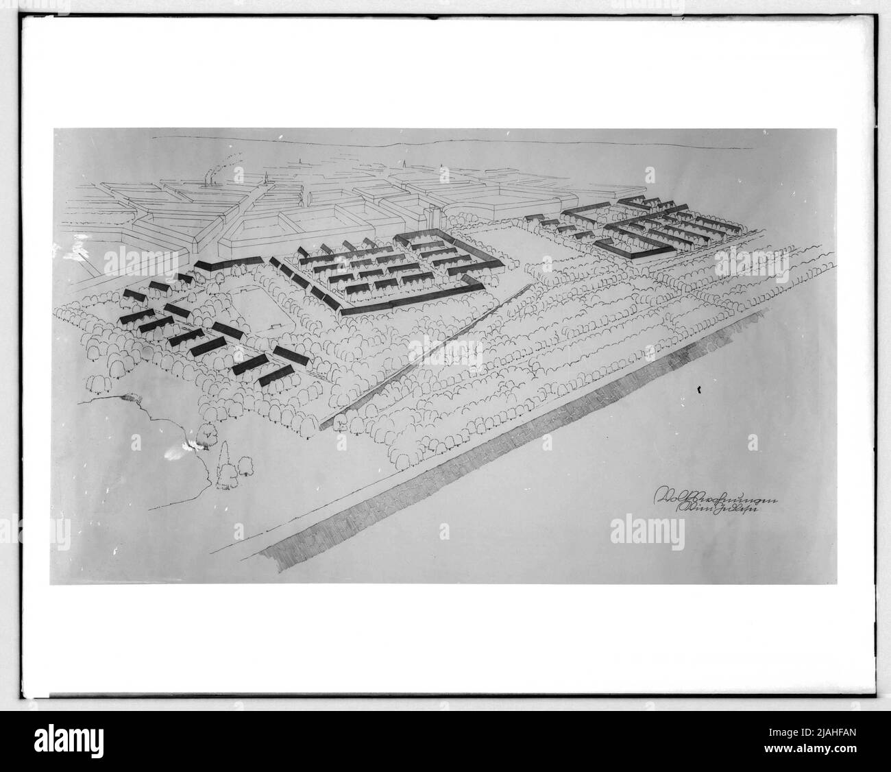 Drawing of a planned settlement in Vienna-Jedlesee Stock Photo - Alamy