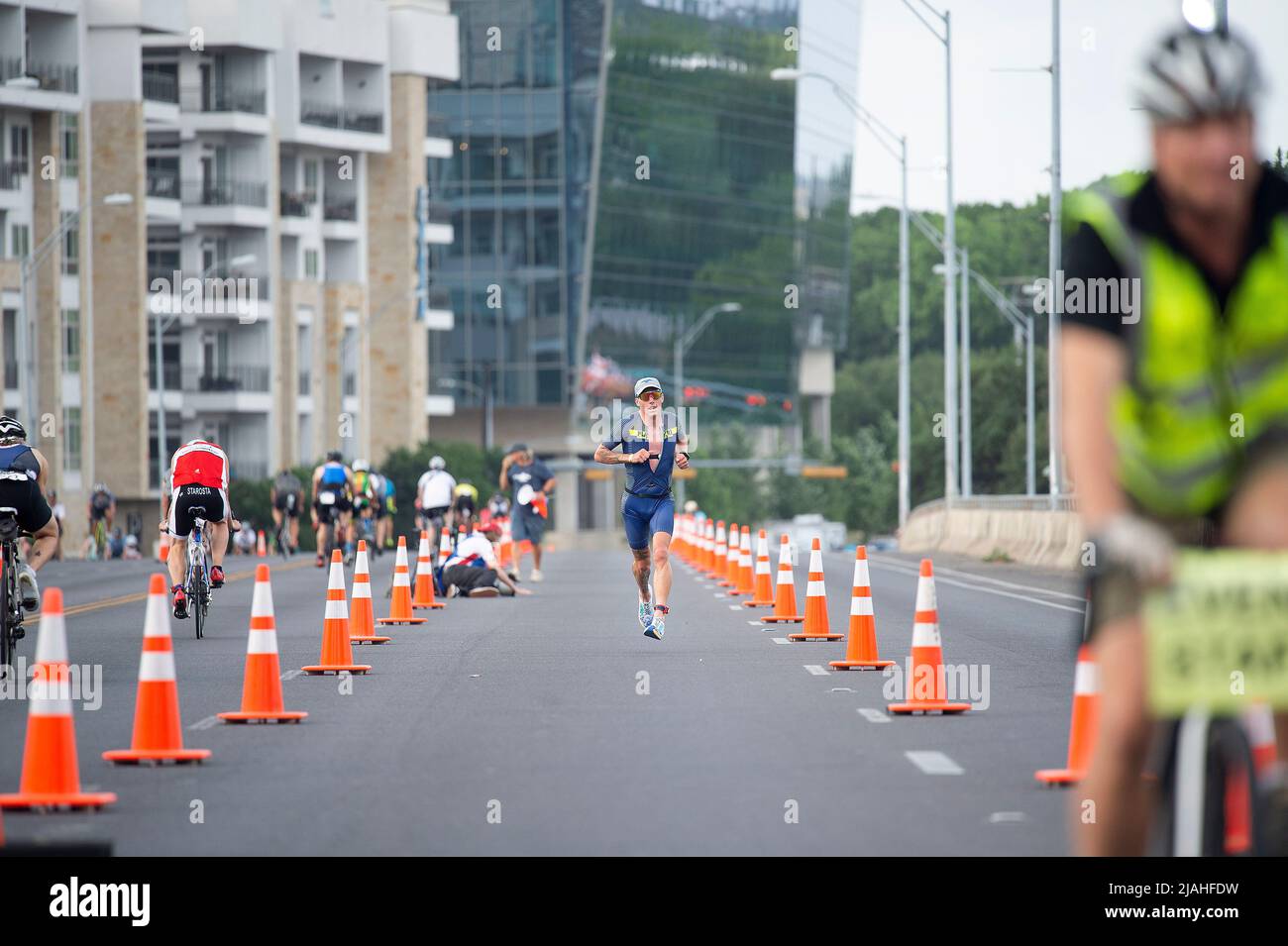 Cap Tex Tri. 30th May, 2022. Ryan Siebert #04 leads the 10K run menÕs ...