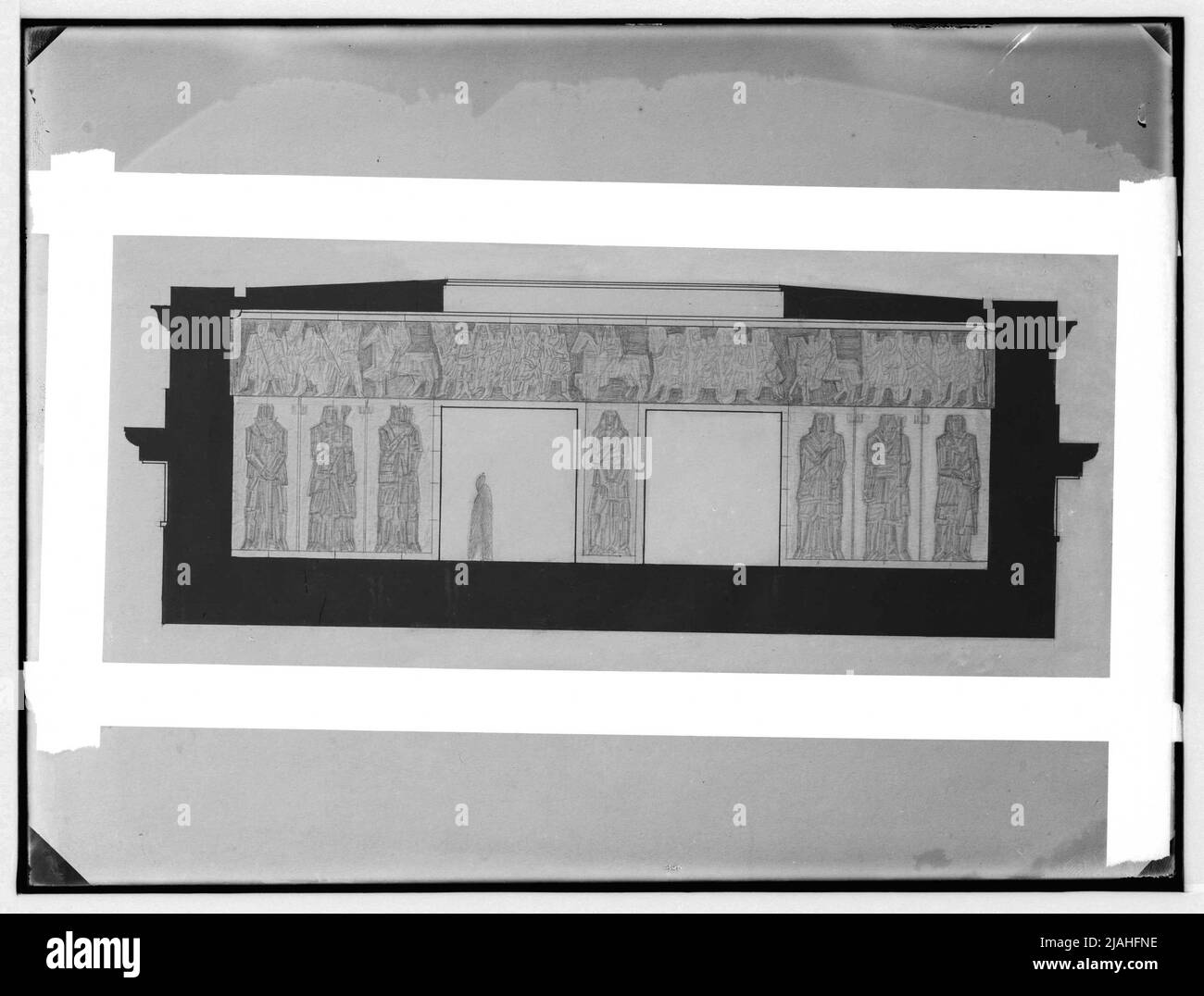 Austrian heroic monument, design detail of the wall decoration in the ...