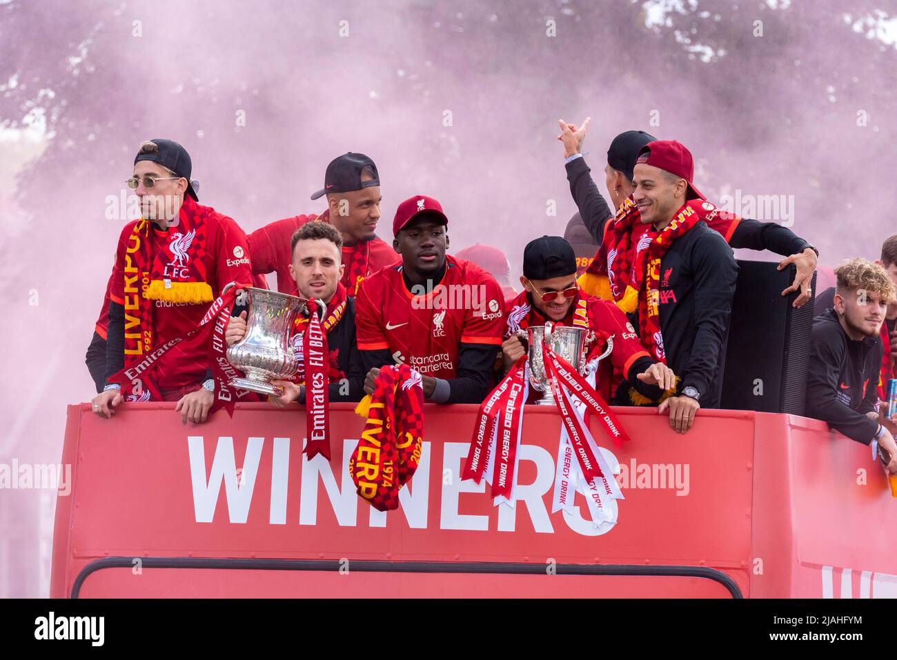Liverpool Football Club victory parade through the streets of the city ...