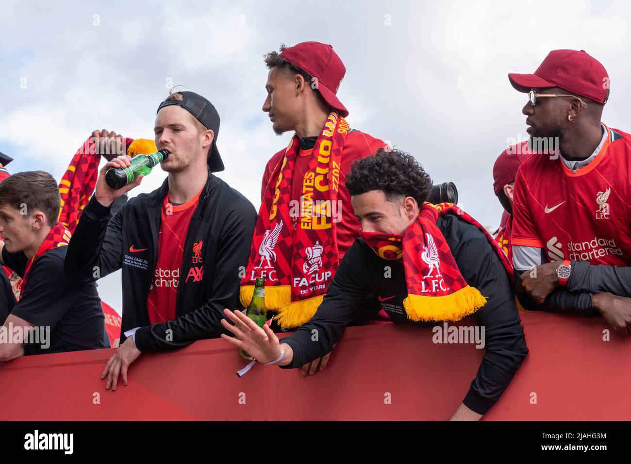 Liverpool Football Club victory parade through the streets of the city ...
