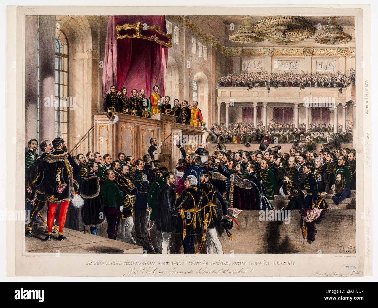 The Hungarian Reichstag on July 5, 1848. August Xaver Karl Pettenkofen ...