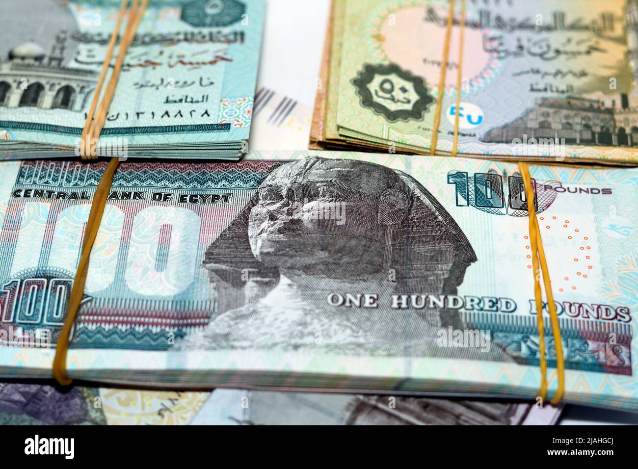 Stack of Egypt money pounds banknotes isolated on white background ...