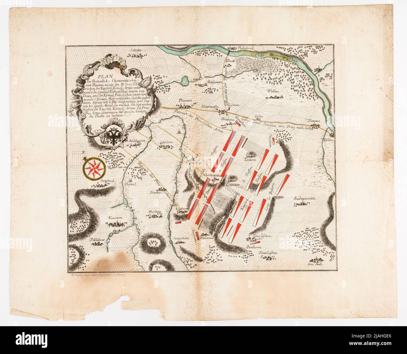 Plan of the Battle of Kolin on June 18, 1757. Georg Stettner, publisher ...