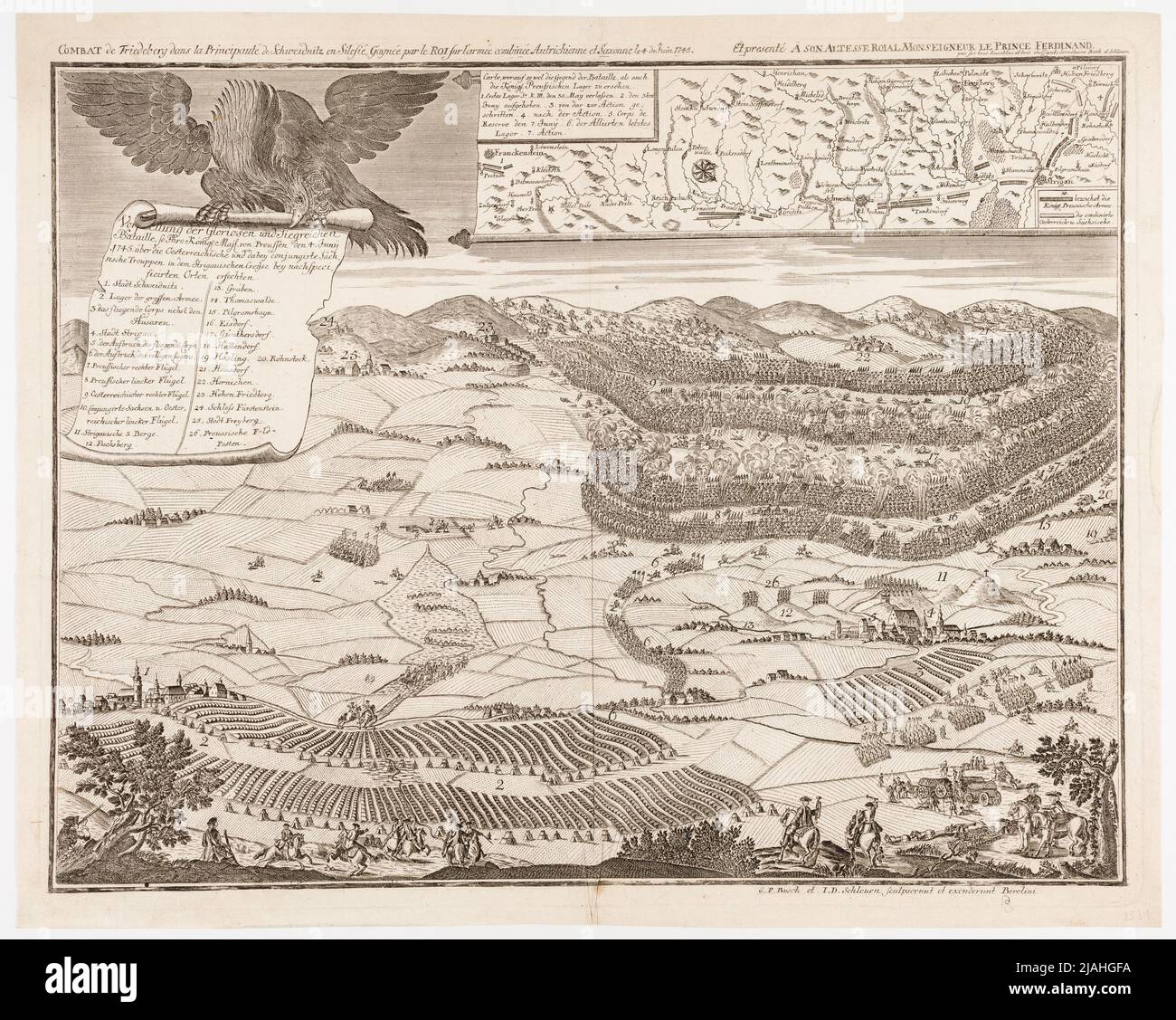 The battle near Hohenfriedberg near Schweidnitz on June 4, 1745. Georg ...