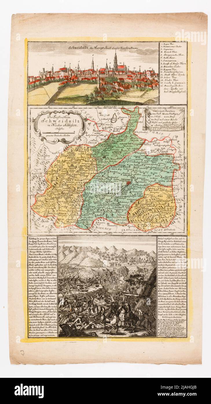 View of Schweidnitz, map of the Principality of Schweidnitz, report and ...