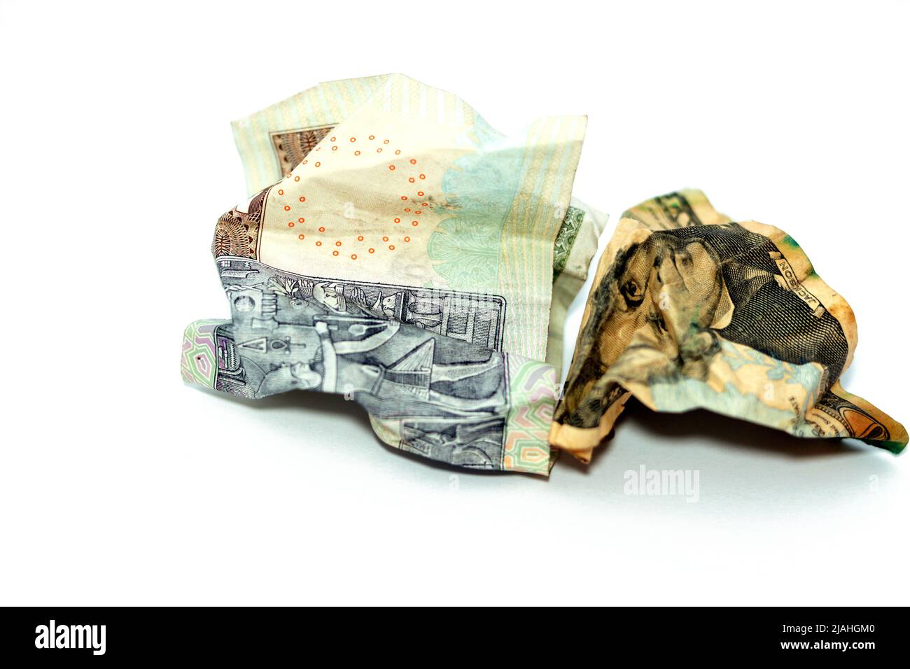 Crumpled wrinkled American money note of 20 $ twenty dollars bill and ...